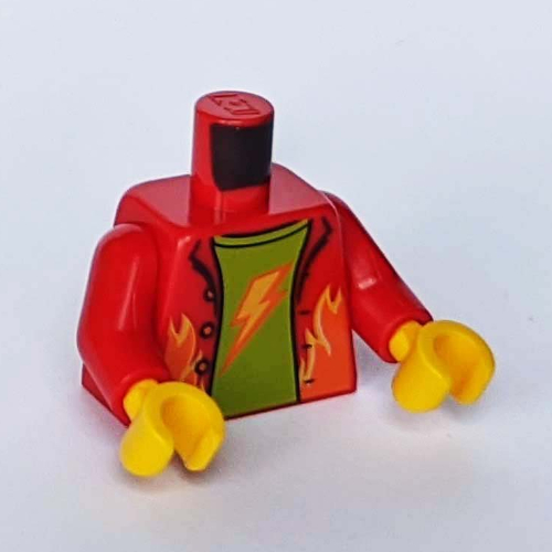 LEGO PART 973c22h01pr5737 Torso Shirt, Open with Flames, Lime ...