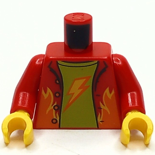 LEGO PART 973c22h01pr5737 Torso Shirt, Open with Flames, Lime ...