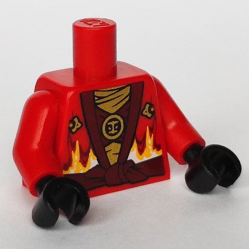 LEGO PART 973c22h03pr2476 Torso Robe with Dark Red Sash and Fire Power ...