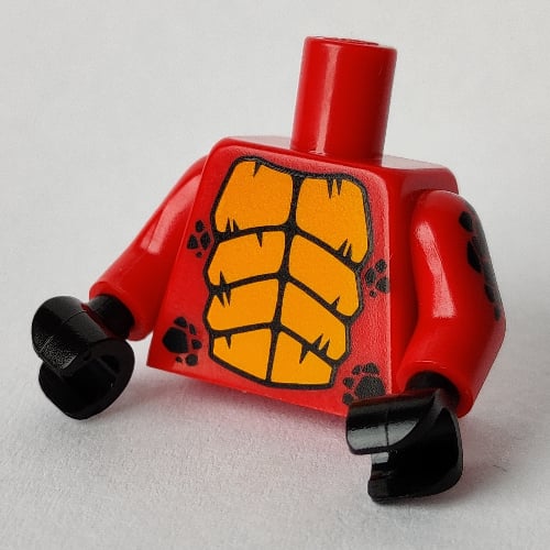 LEGO PART 973c22h03pr4222 Torso Yellow Dragon Stomach Print, Red Arms ...