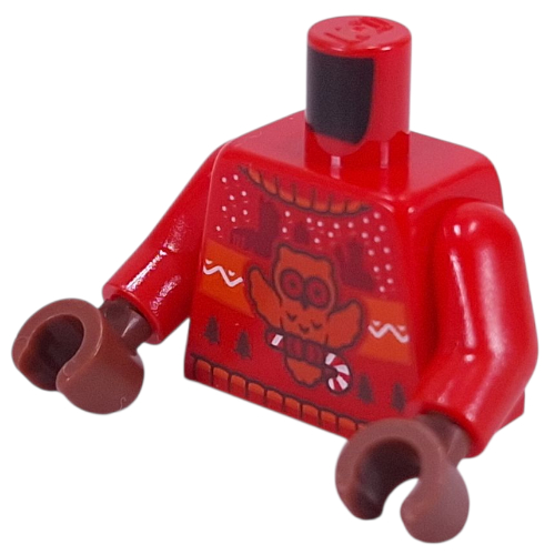 LEGO PART 973c22h19pr0001 Torso, Christmas Sweater, Medium Nougat Owl ...