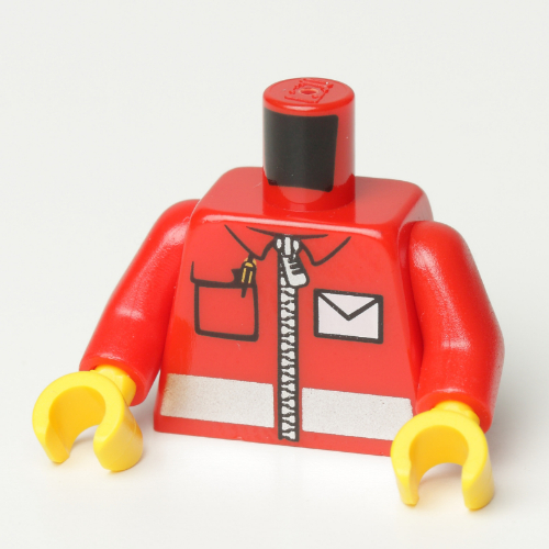 LEGO PART 973c22h01pr1356 Torso Jacket with White Envelope and Zipper ...