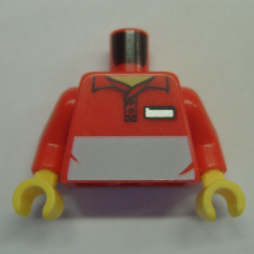 LEGO PART 973c22h01pr3082 Torso Polo, Zipper, White Panel, 'CITY PIZZA ...