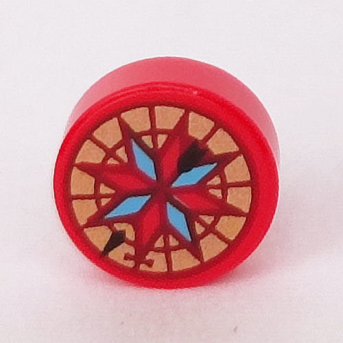 LEGO PART 98138pr0350 Tile Round 1 x 1 with Wind Rose/Compass print ...