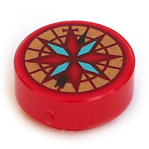 LEGO PART 98138pr0350 Tile Round 1 x 1 with Wind Rose/Compass print ...