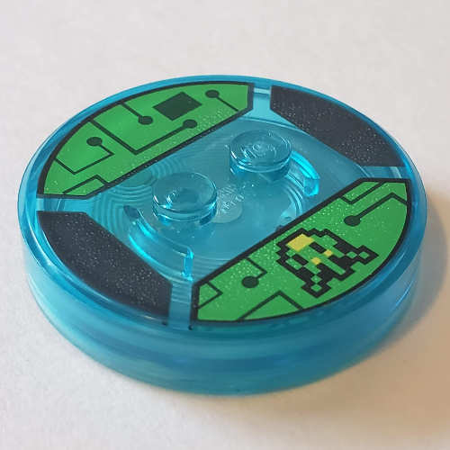 LEGO PART 19981pr0008 Function Brick Round 4 x 4 x 2/3 with 2 Studs and ...