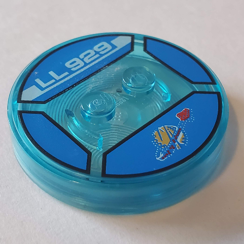 LEGO PART 19981pr0028 Function Brick Round 4 x 4 x 2/3 with 2 Studs and ...