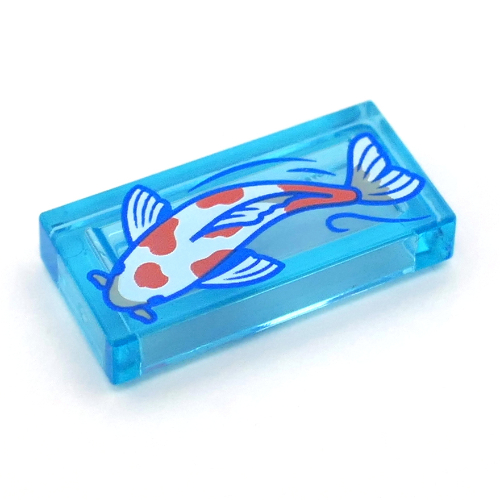 LEGO PART 3069bpr0386 Tile 1 x 2 with White Fish (Koi) print ...