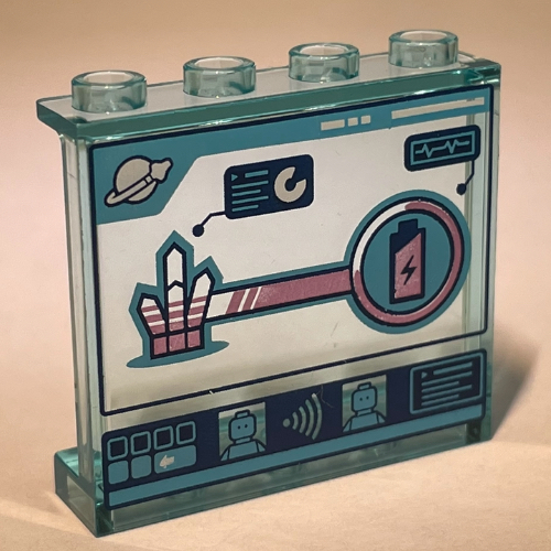 LEGO PART 60581pr0037 Panel 1 x 4 x 3 with Computer Screen, Crystal ...