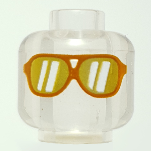 LEGO PART 28621pr4358 Minifig Head Mr. Pale, Dark Orange Glases, Gold ...