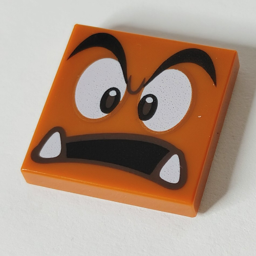 LEGO PART 3068bpr0430 Tile 2 x 2 with Goomba Face and Open Mouth Print ...
