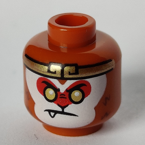 LEGO PART 3626cpr2985 Minifig Head Monkey King, Yellow Eyes, White and ...