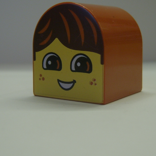 LEGO PART 3664pr0026 Duplo Brick 2 x 2 x 2 Curved Top with Boy Face ...