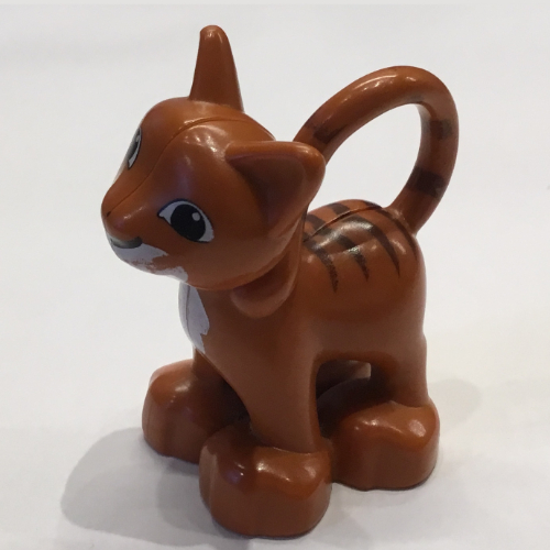 LEGO PART 87313pr0001 Duplo Animal Cat / Kitten Striped with White ...