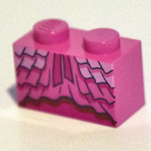 LEGO PART 3004pr0149 Brick 1 x 2 with Dress, Ruffles, Dark Pink Ribbon ...