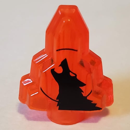 LEGO PART 10178pr0003 Rock 1 x 2 Crystal Stepped with Black Wolf Print ...