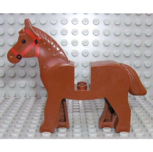 LEGO PART 4493c01pr0003 Animal, Horse, Movable Head, Black Eyes, Red ...