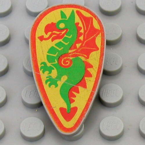 LEGO PART 2586pr0011 Shield Ovoid with Green Dragon Print | Rebrickable ...