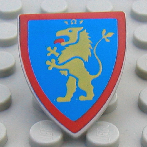 LEGO PART 3846pr0038 Shield Triangular with Lion Standing Yellow, and ...