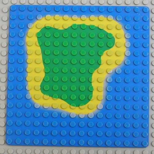 LEGO PART 3867pr0001 Baseplate 16 x 16 with Island on Blue Water Print ...