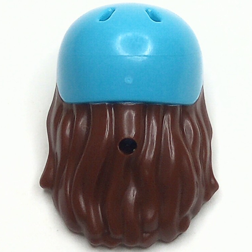 LEGO PART 02137pat0001 Hair and Helmet, Long with Medium Azure Helmet ...