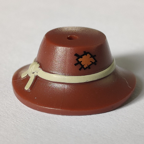 LEGO PART 13788pr0001 Hat Wide Brimmed with Knotted Tan Band and Patch ...