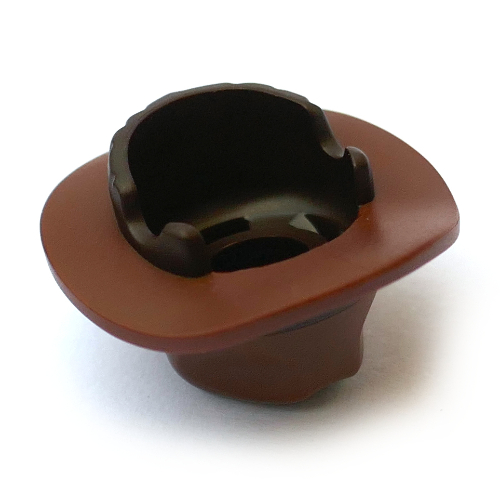 LEGO PART 1849pat0001 Hair and Hat, Fedora, Wide Brim, Dark Brown Hair ...
