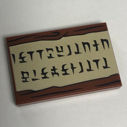 LEGO PART 26603pr0142 Tile 2 x 3 with Tan Scroll, Black Hylian Script ...
