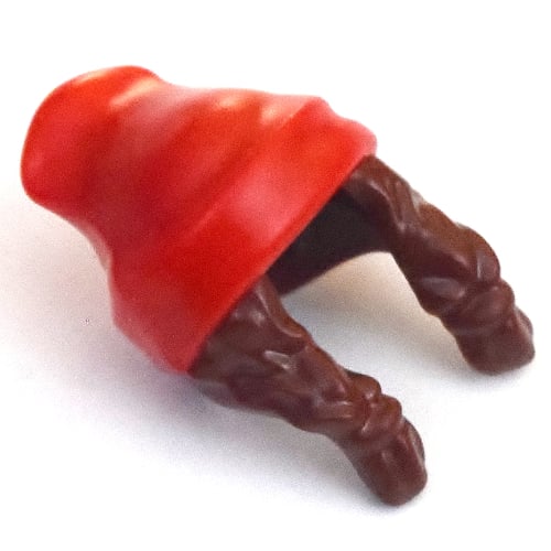 LEGO PART 52686pat0003 Hair and Hat, Two Braids and Beanie, Red Pattern ...