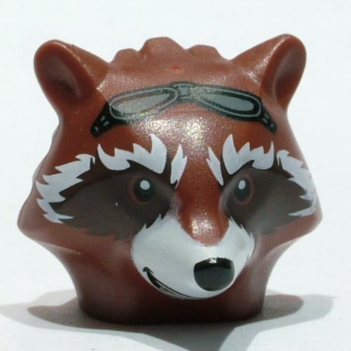 LEGO PART 79277pr0001 Minifig Head Special, Raccoon, Goggles Print ...