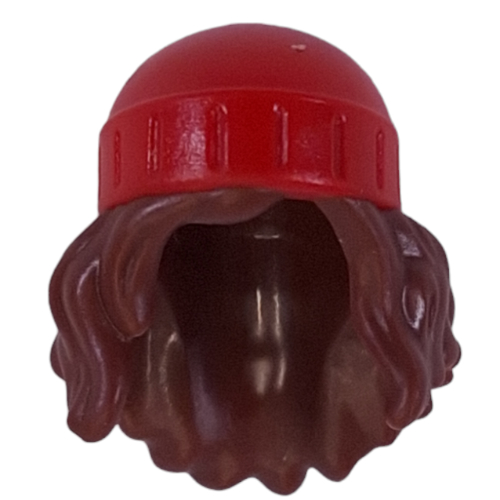 LEGO PART 80577pat0003 Hair and Hat, Long Wavy Hair, Beanie Red Pattern ...
