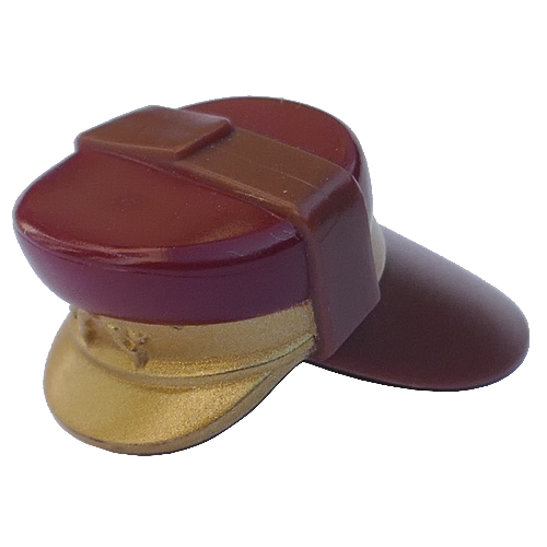 LEGO PART 92762pr0001 Hat with Neck Protector, Dark Red Top and Gold ...
