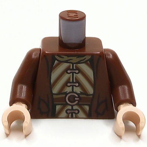 LEGO PART 973c19h02pr6699 Torso, Jacket, Tan/Reddish Brown Striped ...