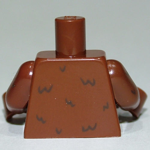 LEGO PART 973c19h19pr0002 Torso Fur, Dark Brown print, Reddish Brown ...