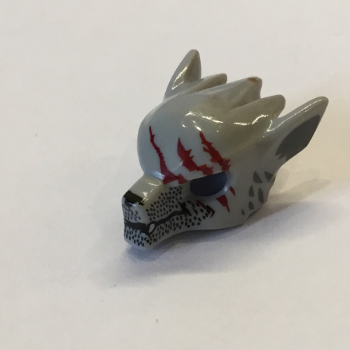 LEGO PART 11233pr0003 Mask Wolf with Fangs, Stubble and Three Dark Red ...
