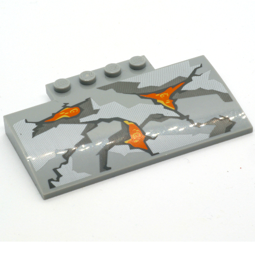 LEGO PART 15625pr0006 Slope Curved 5 x 8 x 2/3 with Rock Cracked 3 Lava ...