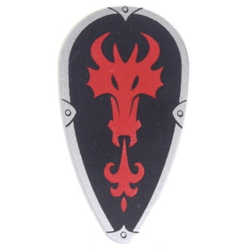 LEGO PART 2586pr0008 Shield Ovoid with Red Dragon Head and Fire on ...
