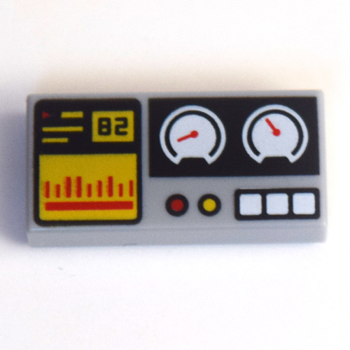 LEGO PART 3069bpr0301 Tile 1 x 2 with Gauges, '82', and Buttons print ...