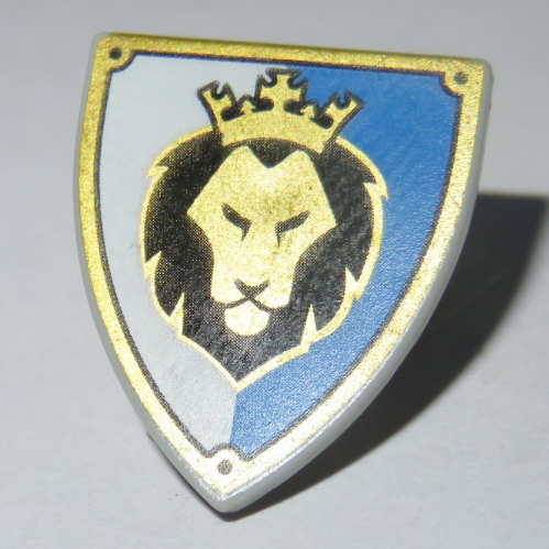 LEGO PART 3846pr0005 Minifig Shield Triangular with Lion Head, Blue and ...