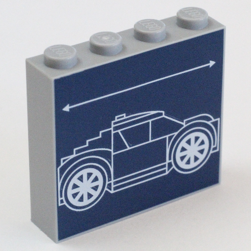 LEGO PART 49311pr0011 Brick 1 x 4 x 3 with White Blueprint Lines on ...