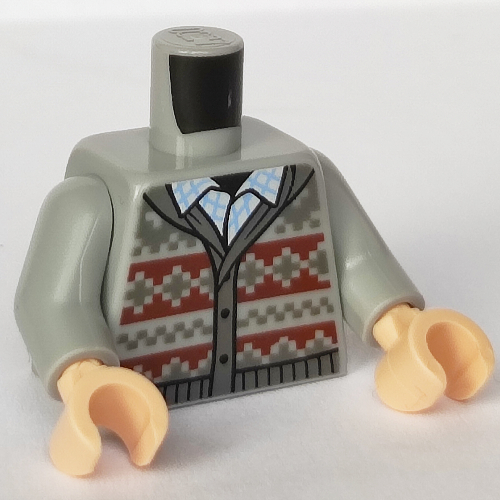 LEGO PART 973c14h02pr6000 Torso, Dark Bluish Grey/Reddish Brown Knitted ...