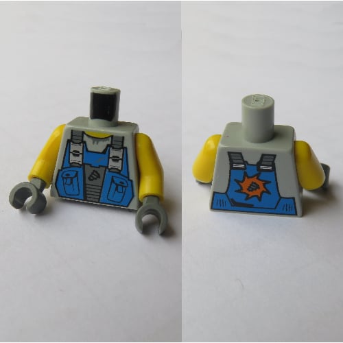 LEGO PART 973c01h12pr1432 Torso Vest, Blue over Sweaty Shirt Print ...