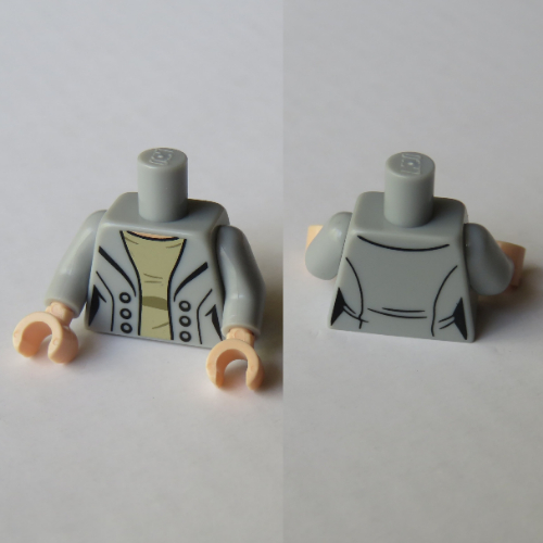 LEGO PART 973c14h02pr9864 Torso Open Jacket over Dark Tan Shirt with ...