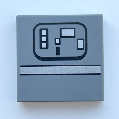 LEGO PART 3068bpr0231 Tile 2 x 2 with White Stripe and Rectangles (Gonk ...