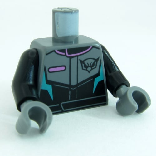 LEGO PART 973c03h12pr6843 Torso, Dark Bluish Grey Racing Suit, Coral ...