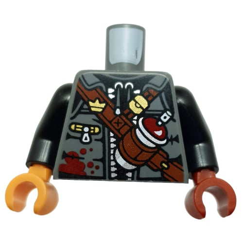 LEGO PART 973f040pr6920 Torso, Odd Hands, Reddish Brown Strap, Spray ...