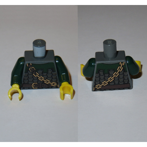 LEGO PART 973c35h01pr1624 Torso Scale Mail, Dark Green Collar, Chain ...