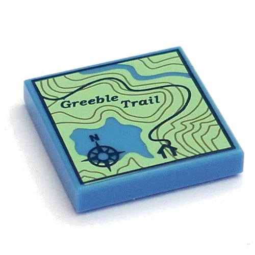 LEGO PART 3068bpr0305 Tile 2 x 2 with Topographical Trail Map with ...