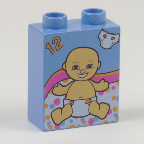 LEGO PART 4066pr0274 Duplo Brick 1 x 2 x 2 with Baby in Diaper and '12 ...