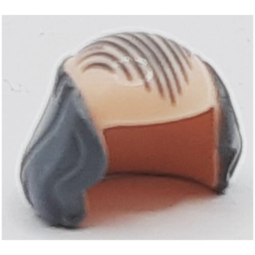 LEGO PART 15491pr0002 Hair, Bald Top, Long Grey Sides, Combover Print ...
